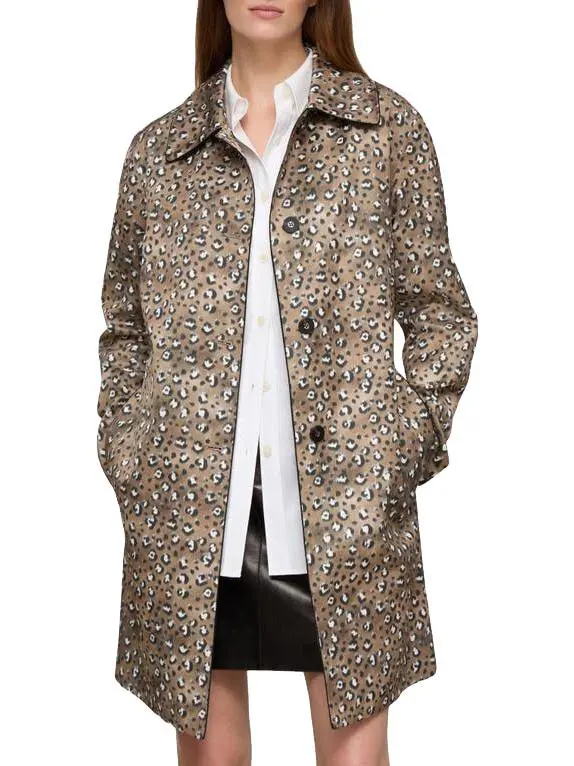 Lafayette 148 New York Leopard Print Twill Coat - Brownstone Multi