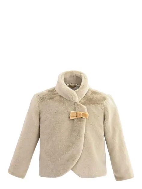 TULLEEN Auzelia Plush Asymmetrical Coat - Beige