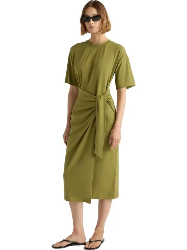 Modern Citizen Organic Cotton T-shirt Wrap Dress - Green