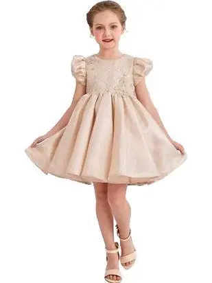 TULLEEN Luna Satin Bow Occasion Dress - Champagne