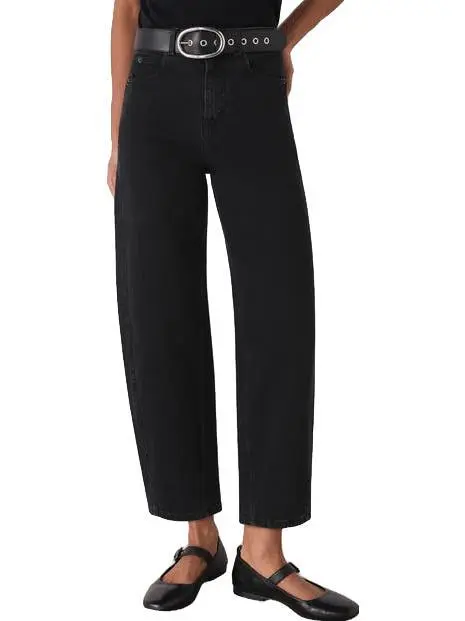 Whistles High Waist Barrel Leg Jeans - Black