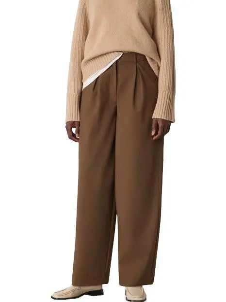 Whistles Wool Blend Barrel Pants - Brown