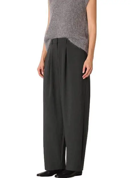 Whistles Wool Blend Barrel Pants - Dark Grey