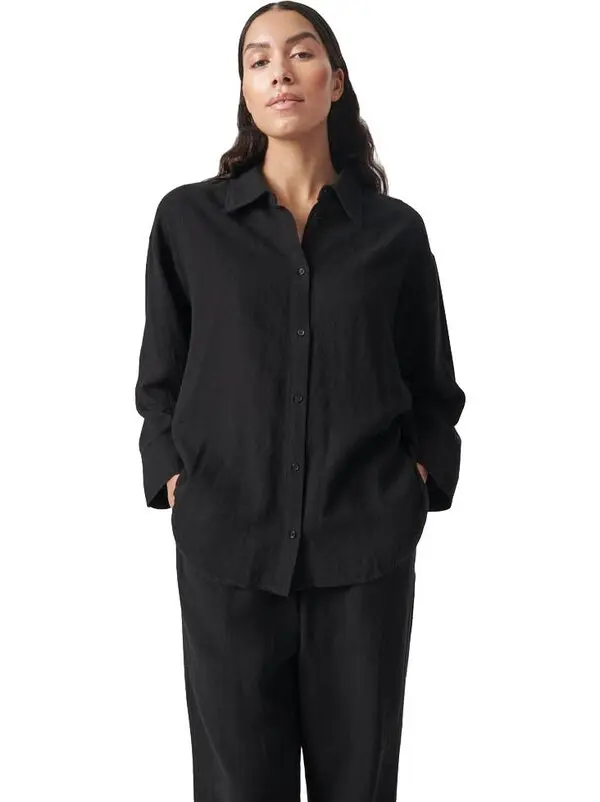 SOAKED IN LUXURY Belira Relaxed Fit Shirt - Black