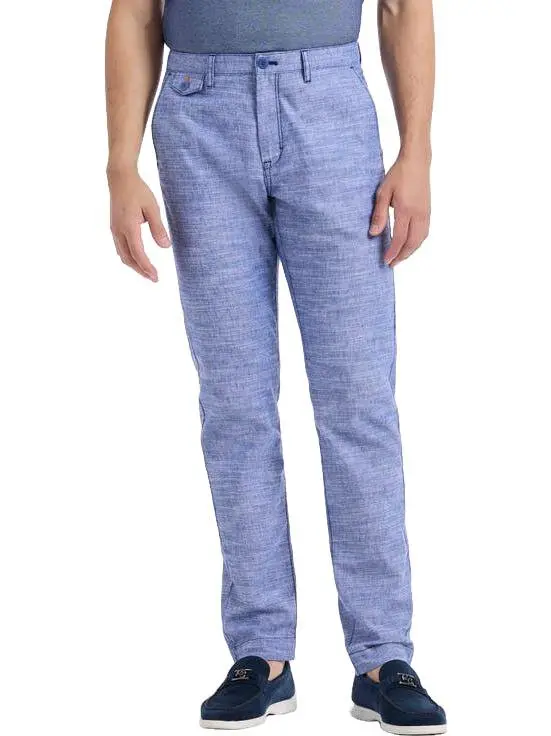 Robert Graham Dixton Straight Leg Cotton & Linen Pants - Indigo
