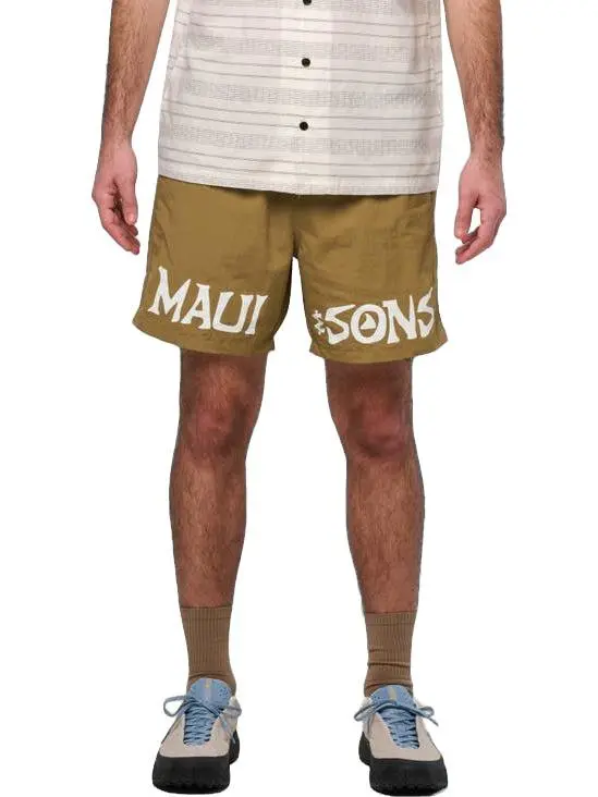 MAUI & SONS Stonewave Adventure Drawstring Shorts - Earth