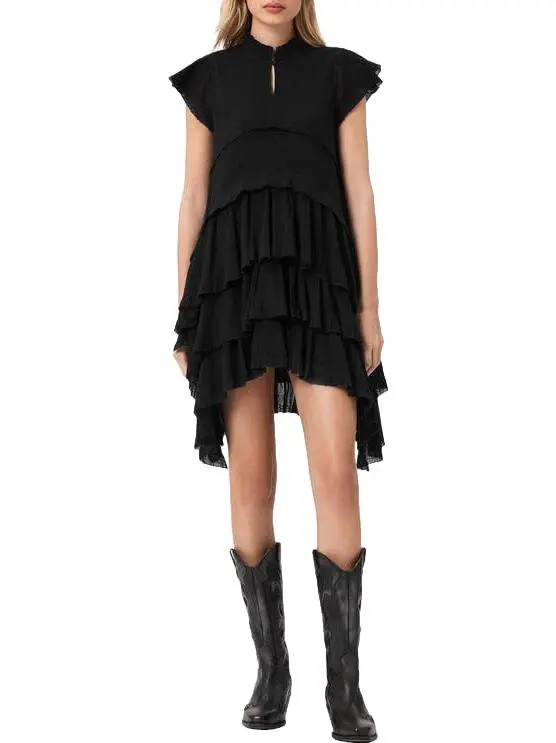 ALLSAINTS Cavalry Layered Ruffle High-low Dress - Black
