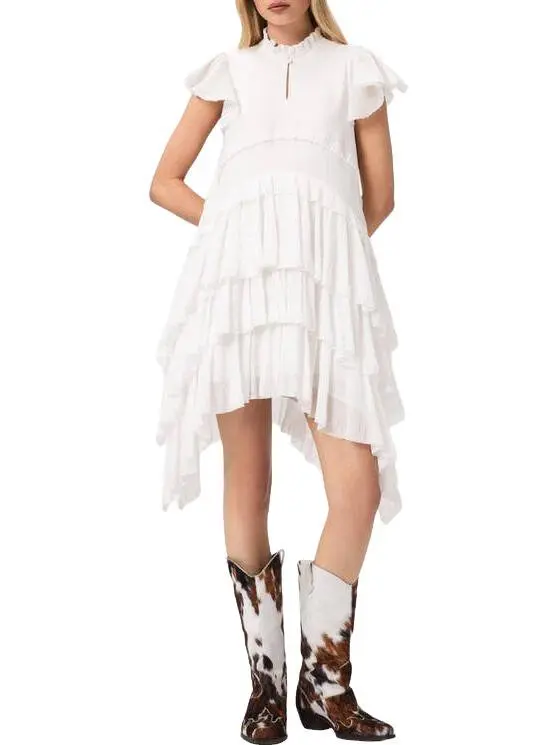 ALLSAINTS Cavalry Layered Ruffle High-low Dress - Chalk White