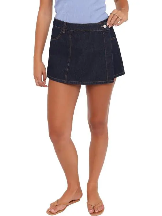 PETAL & PUP Evanna Denim Wrap Skort - Dark Wash