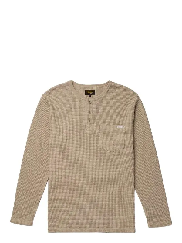 SEAGER CO Sawpit Long Sleeve Cotton Thermal Henley - Stone