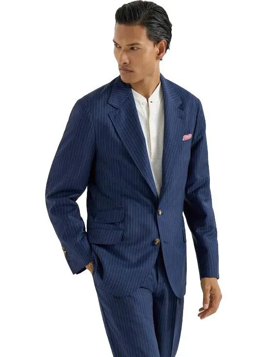 Brunello Cucinelli Chalk Stripe Deconstructed Blazer - Blue