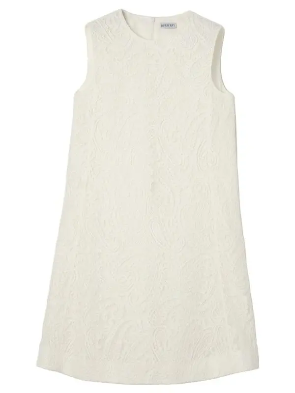 Burberry Paisley Lace Shift Dress - Chalk White