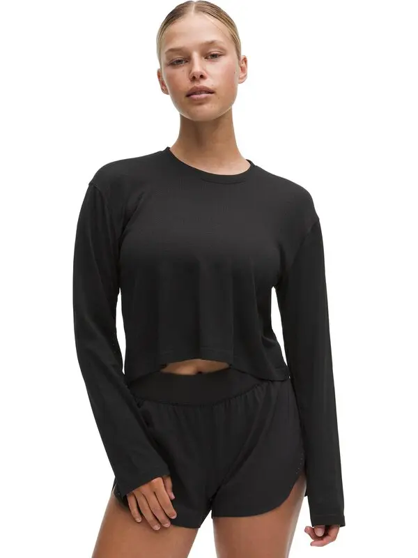 Lululemon Swiftly Perforated Stripe Long-sleeve Shirt - Black/black