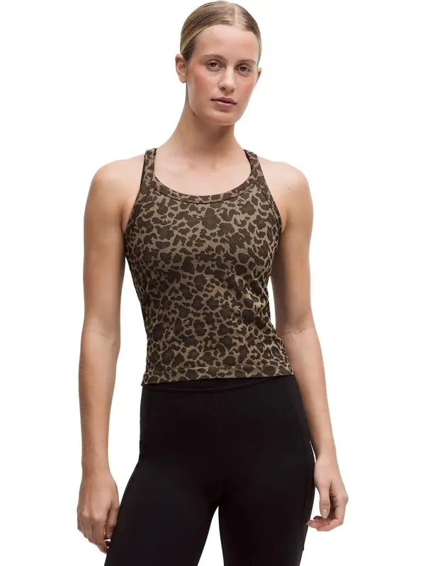 Lululemon Swiftly Cami Tank Top - Mesh True Leopard Chino/night Brown