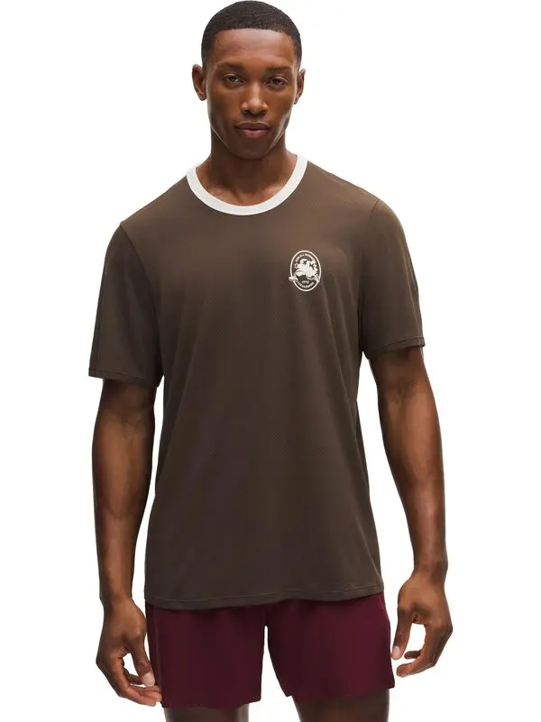 Lululemon Fast And Free Perforated Stripe T-shirt - Walnut Crunch