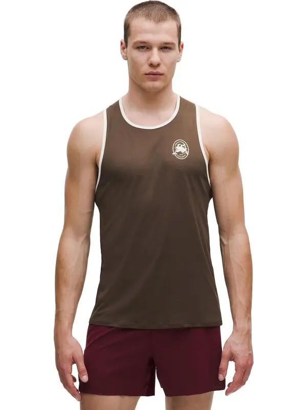 Lululemon Fast And Free Perforated Stripe Tank - Walnut Crunch