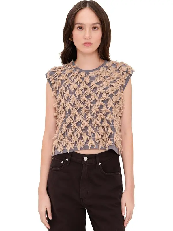Rachel Comey Hazlitt Fringe Top - Dusty Mauve/blush