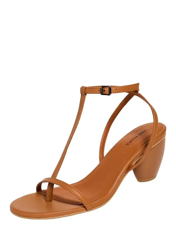 Free People La La Land Strappy Heels - Tan Leather