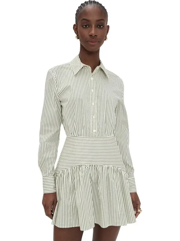 Staud Rocco Mini Dress - Chive Stripe