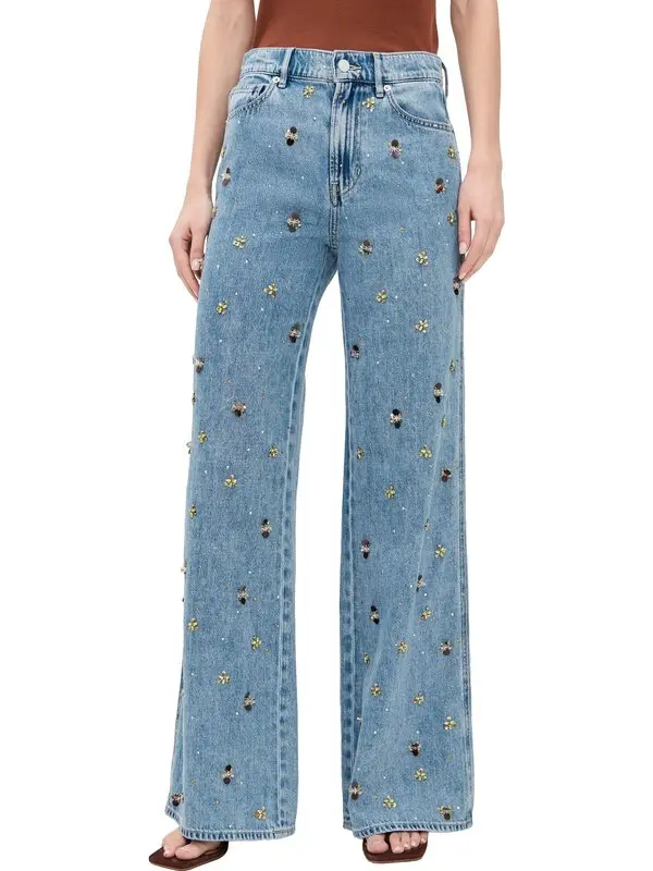 Veronica Beard Kasey Wide Leg Jeans - Silver Dust