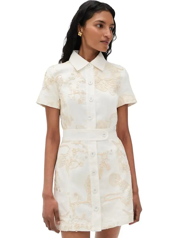 Ramy Brook Embroidered Shannon Mini Dress - White Embroidery