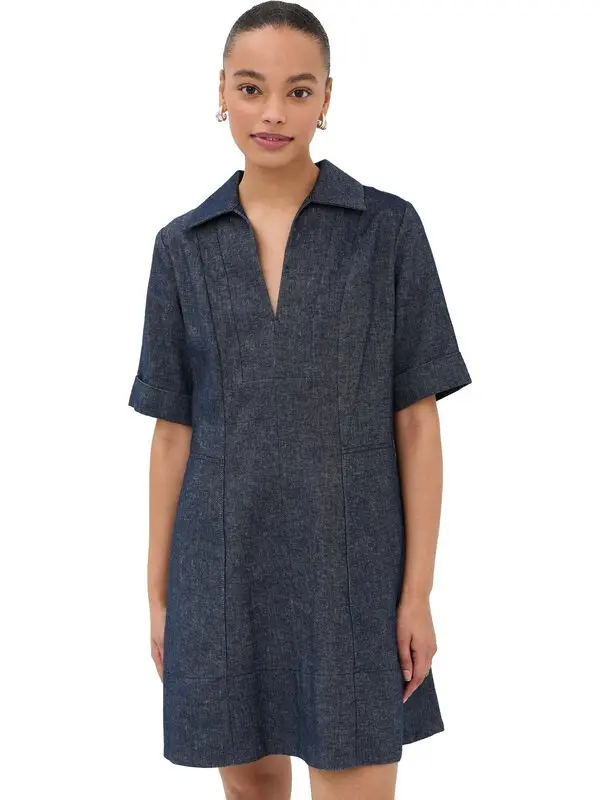 Vince Collared Chambray Dress - Indigo