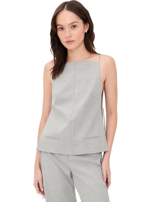 ST. AGNI Side Tie Sleeveless Top - Concrete