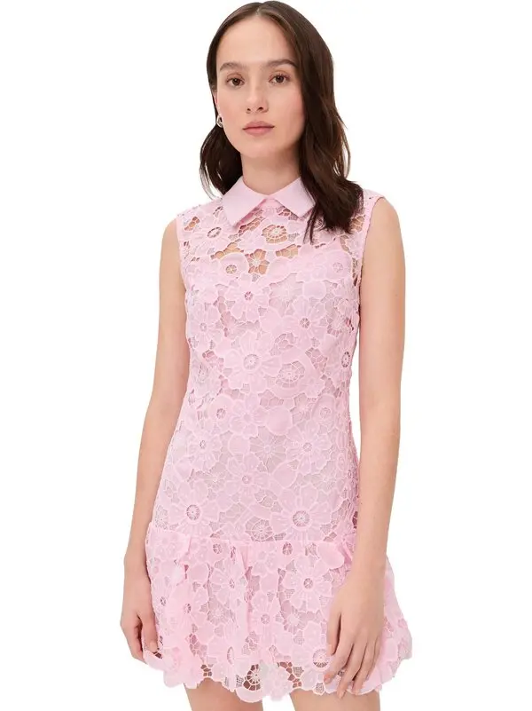 SELF-PORTRAIT Lace Collared Mini Dress - Pink