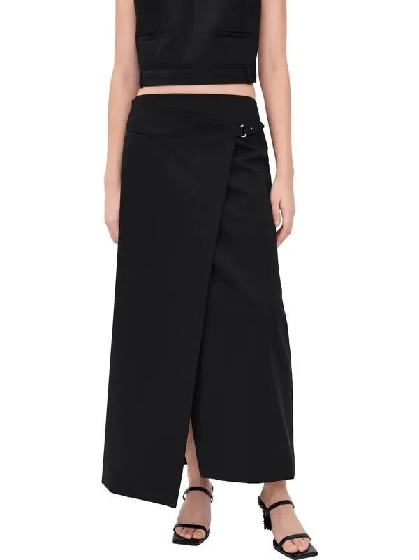 ST. AGNI Tailored Wool Wrap Skirt - Black