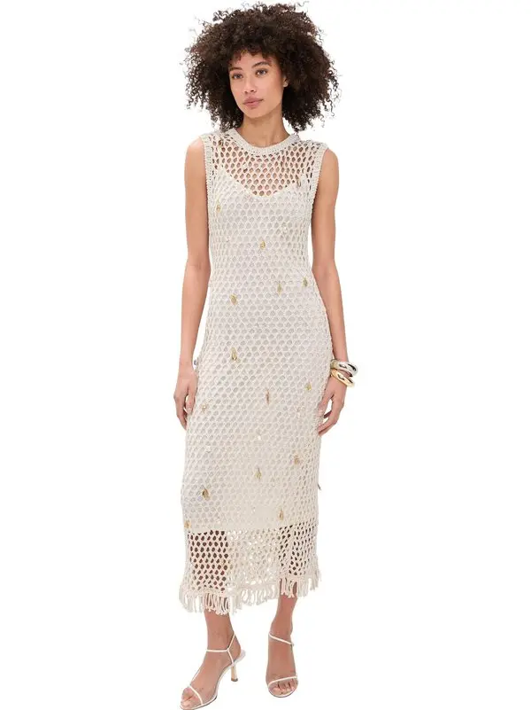 Simkhai Coralia Knit Charmed Midi Dress - Sand Multi