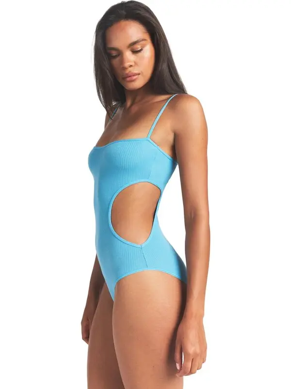 SKIMS Cotton Rib Cut Out Bodysuit - Water