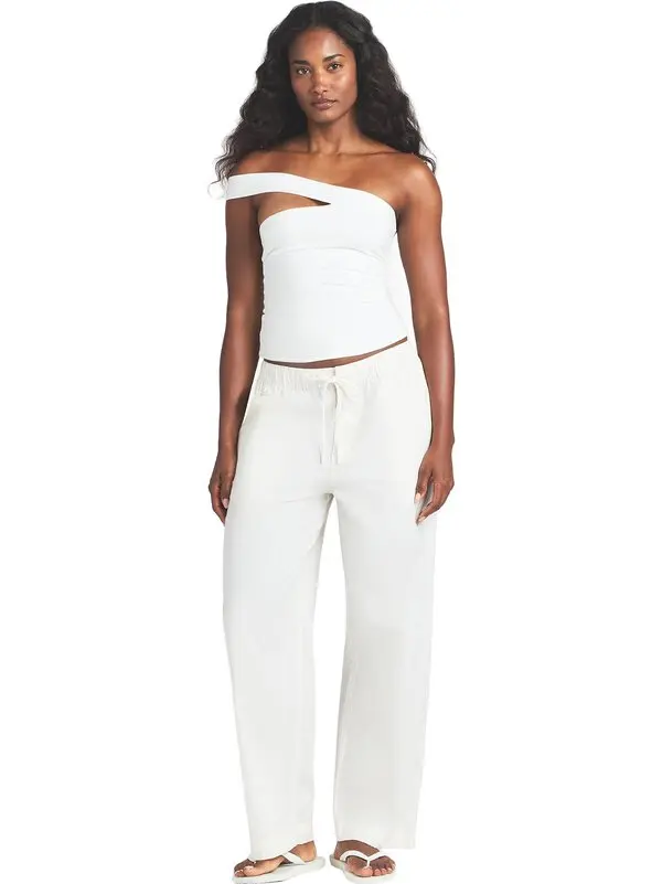 SKIMS Asymmetrical Cotton Jersey Top - Marble