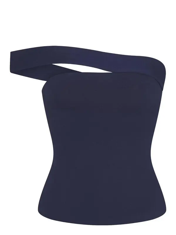 SKIMS Asymmetrical Cotton Jersey Top - Navy