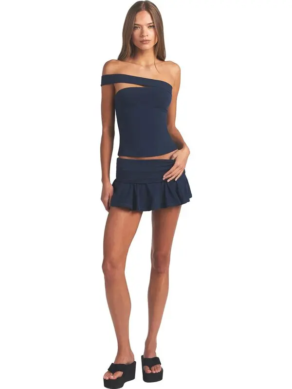 SKIMS Asymmetrical Cotton Jersey Top - Navy