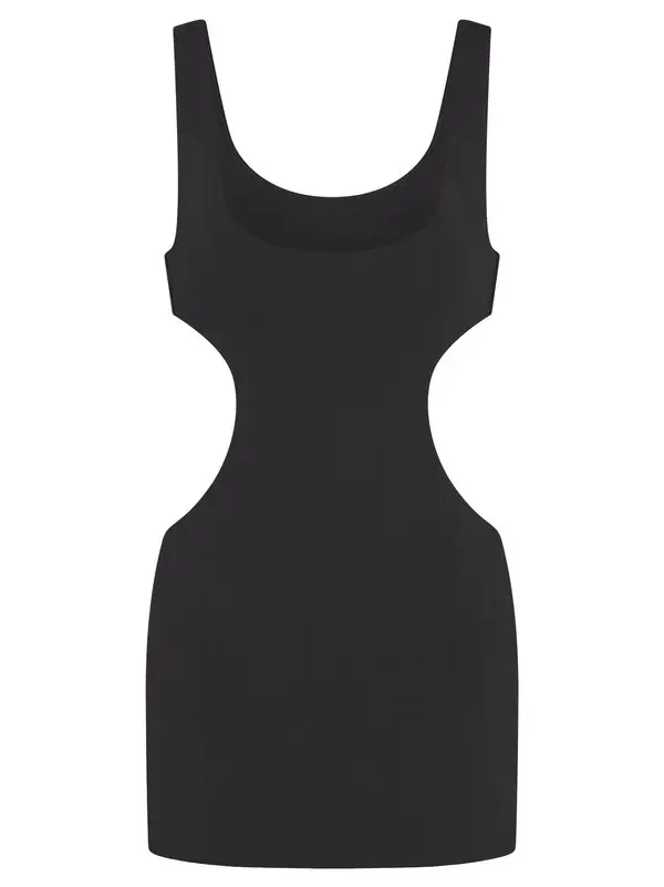 SKIMS Cut Out Cotton Jersey Mini Dress - Soot