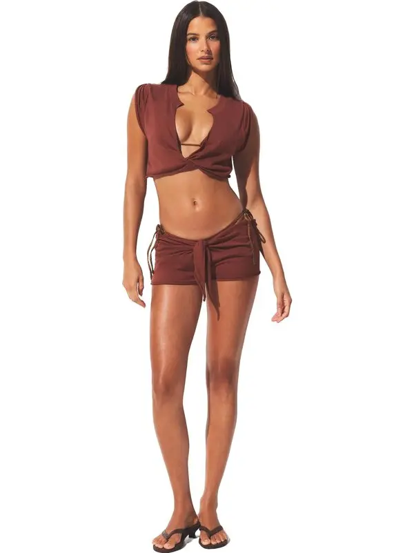 SKIMS Cotton Jersey Cover Up Shorts - Henna