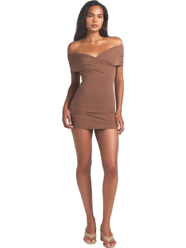 SKIMS Cotton Jersey Wrap Mini Dress - Jasper