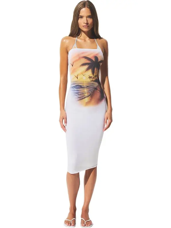 SKIMS Cotton Jersey Cover-up Tube Dress - Airbrush Beach Scene