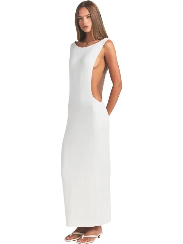 SKIMS Smooth Layers Cut Out Long Dress - Egret