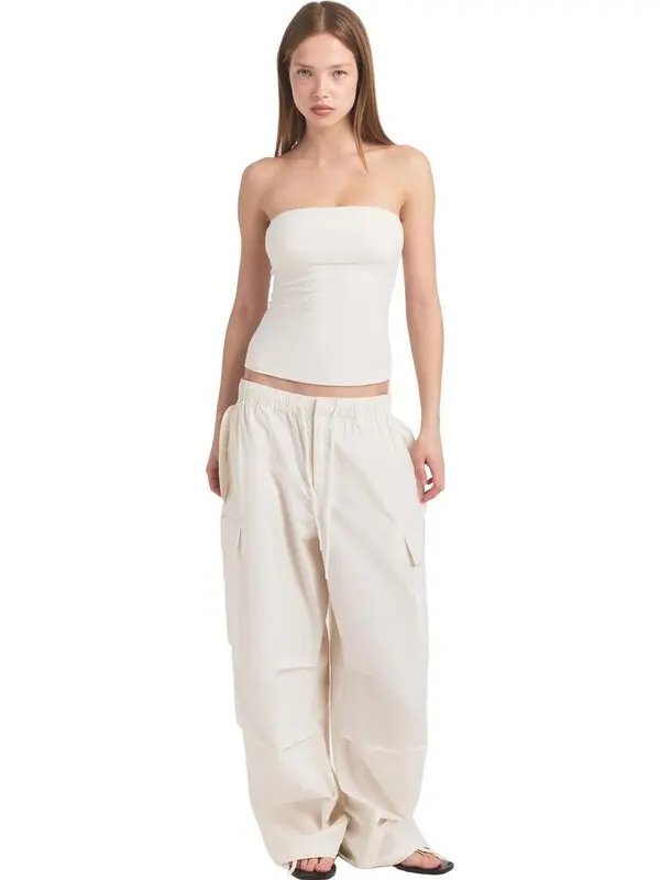 SKIMS Woven Cotton Oversized Low Rise Cargo Pant - Egret