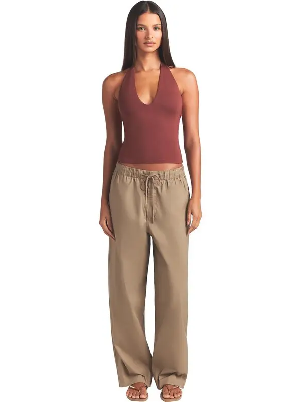 SKIMS Woven Cotton Oversized Straight Leg Pant - Desert