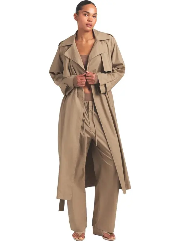SKIMS Oversized Trench Coat In Woven Cotton - Desert