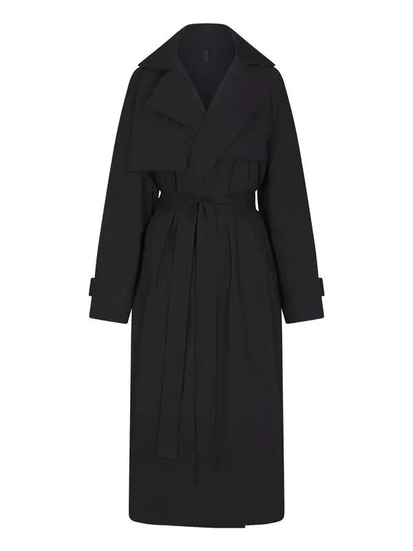 SKIMS Oversized Trench Coat In Woven Cotton - Onyx
