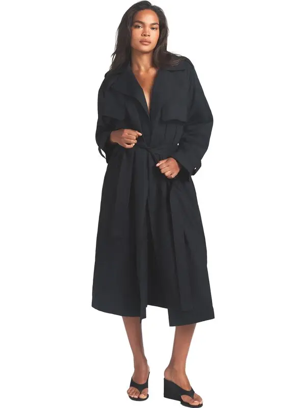 SKIMS Oversized Trench Coat In Woven Cotton - Onyx