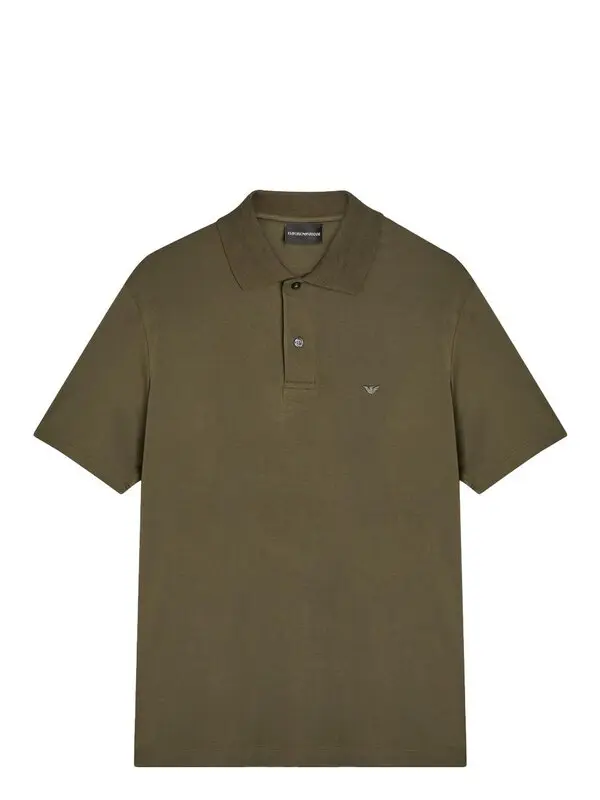 Emporio Armani Logo-embroidered Jersey Polo Shirt - Brown
