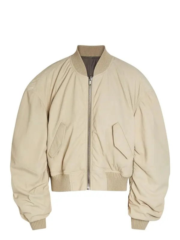 Rick Owens Secchia Reversible Leather Bomber Jacket - Sand