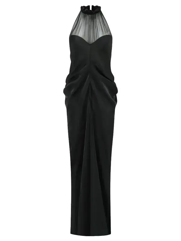 OUDE WAAG Gathered Halter Maxi Dress - Black