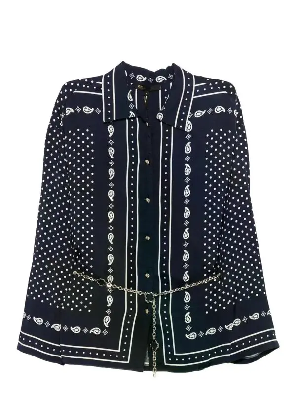 Maje Printed Long-sleeve Shirt - Blue