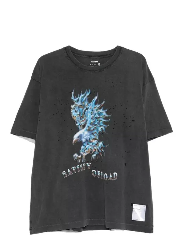 Satisfy Distressed Graphic-print T-shirt - Grey