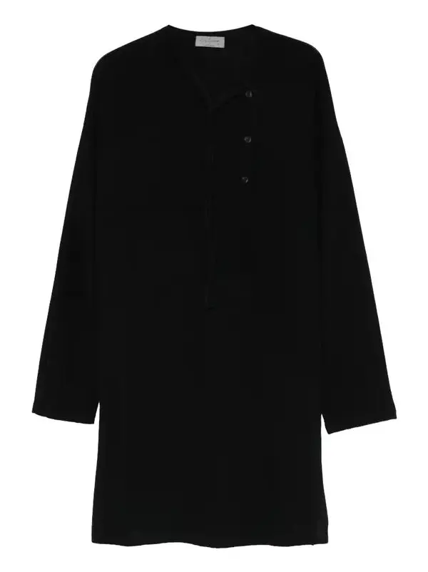 Yohji Yamamoto Half-button Long-sleeved T-shirt - Black